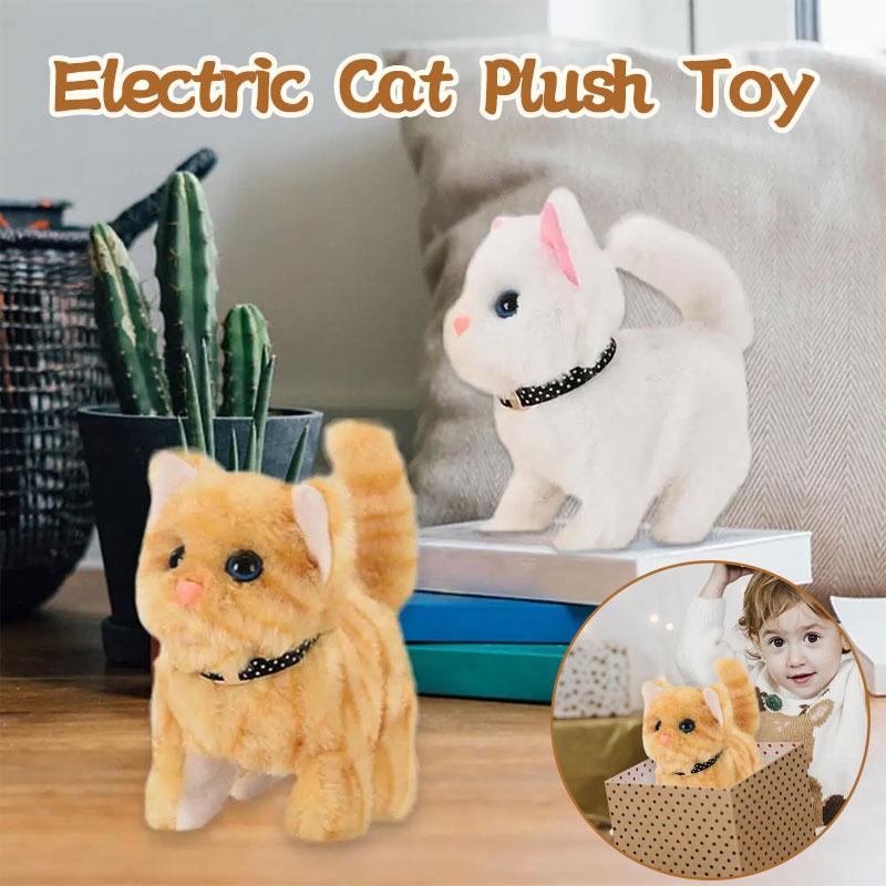 Electric Plush Cat Doll Soft Walkable Robot Cat Simulation Barking ...