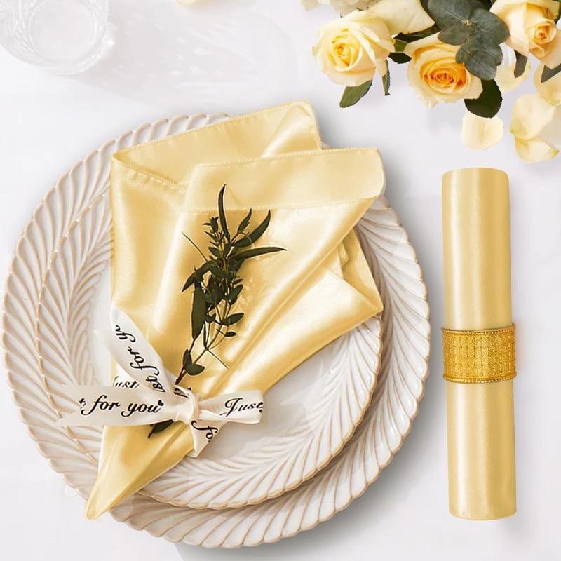 Napkin Satin, Gaya Romantik, 10pcs, 30x30cm, Boleh Dicuci, Lembut ...