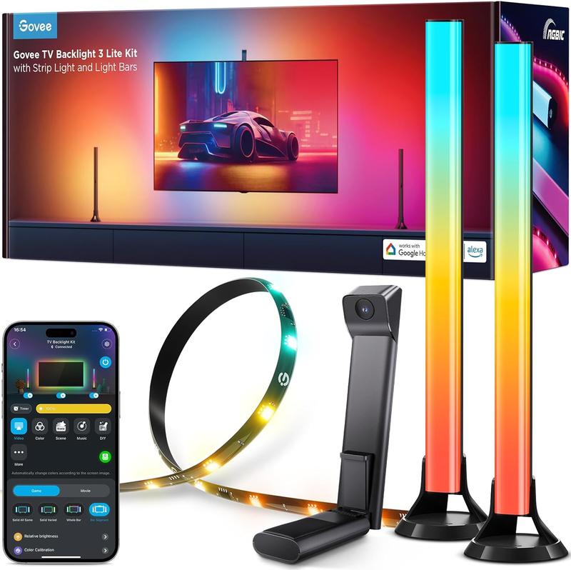 Govee TV Backlight 3 Lite Kit, 11.8ft RGBICW Wi-Fi TV LED Strip ...