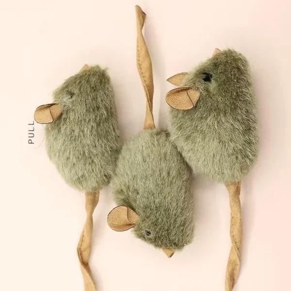 Makes 'Squeak' Sound When Touched - Plush Squeaky Mouse Cat Toy, Fun ...