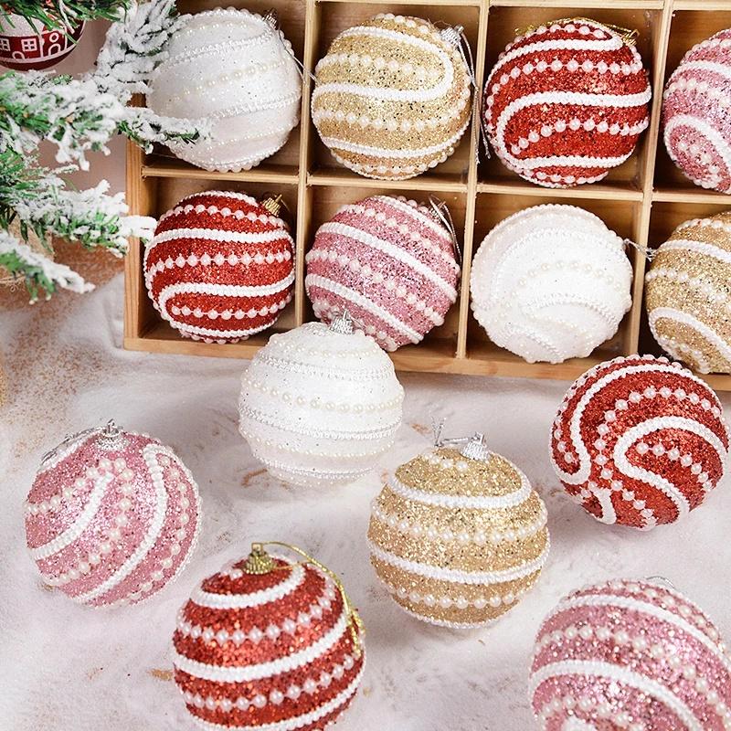 8CM Christmas Hanging Balls Sequined Glitter Ball Xmas Tree Lightweight ...