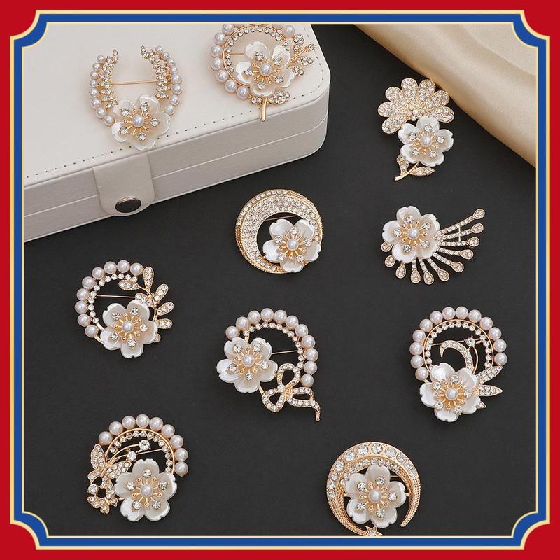 Kerongsang Bunga, Fesyen Gaya Korea, Bertatah Mutiara dan Berlian ...