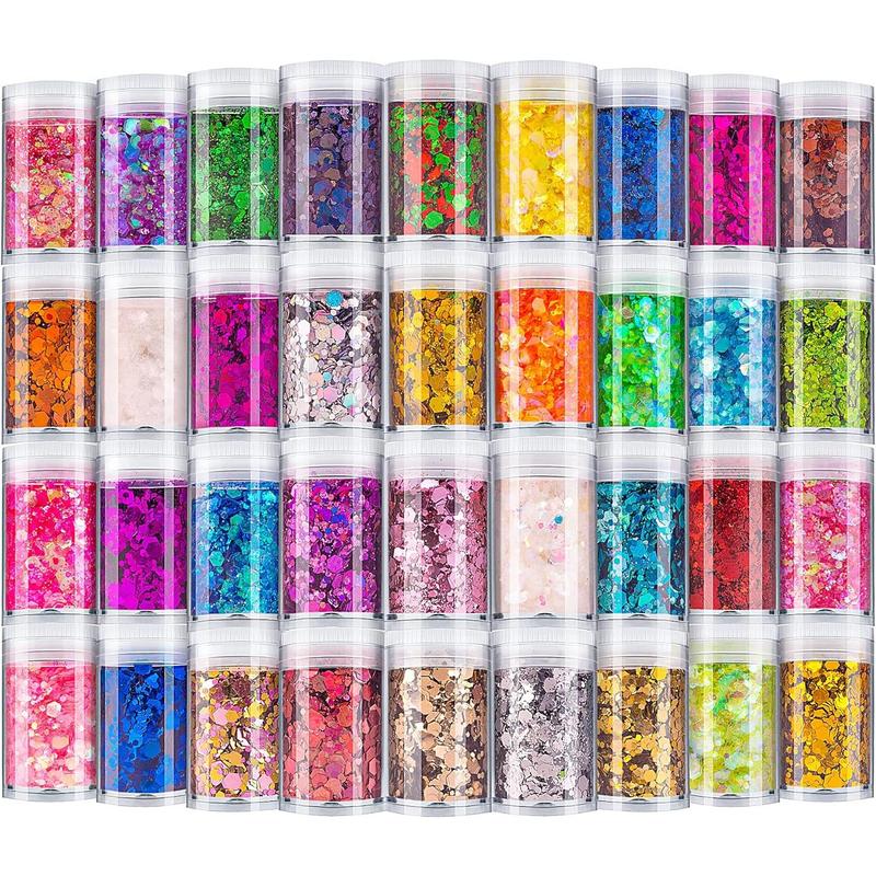 Holographic Chunky , Set of 36 Colors Craft Sparkle Sequins, Flake for ...