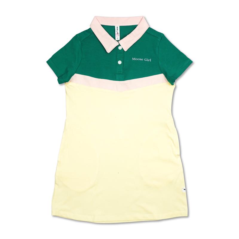 Moose Girl Emerald Green Combi Dress With Collar and Print Details ...