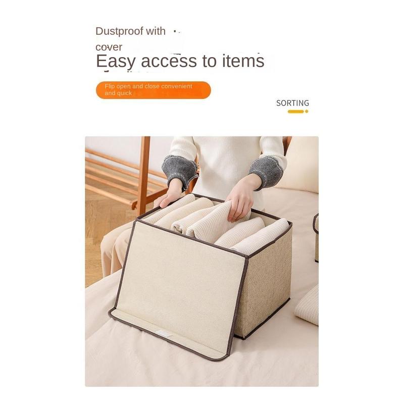 Home Fabric Folding Storage Box with Lid, Foldable Storage Bin ...