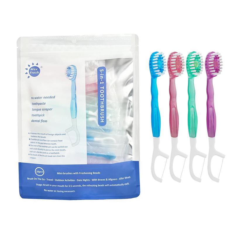 5 in 1 Mini Toothbrush & Floss & Tongue Scraper & Toothpick Set ...