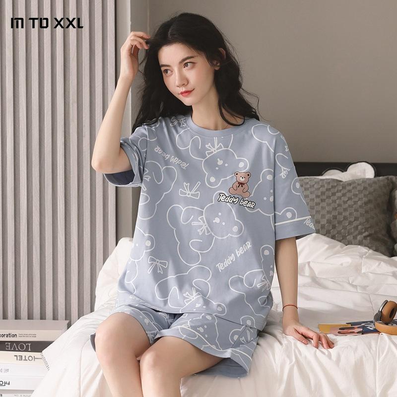 M-XXL Pajamas Women's Summer Short Sleeve Sweet Cute Girl Summer ...