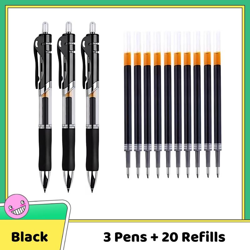 Pen Dakwat Gel Boleh Tarik, 23 Pek, Tersedia dalam Hitam / Biru ...