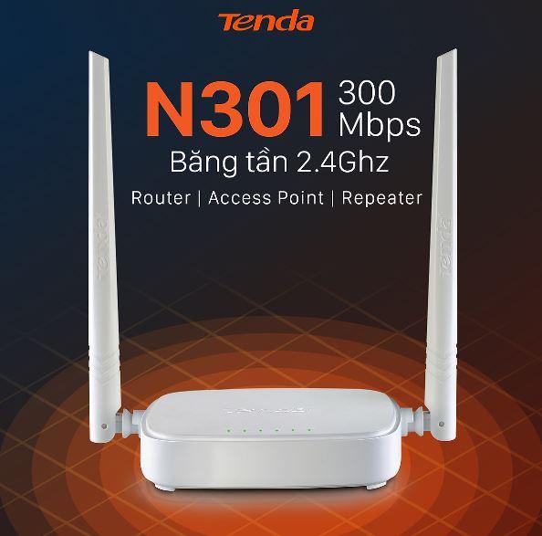 Phát Wifi Tenda N301 Chính hãng (2 anten 5dBi, 300Mbps, Repeater ...