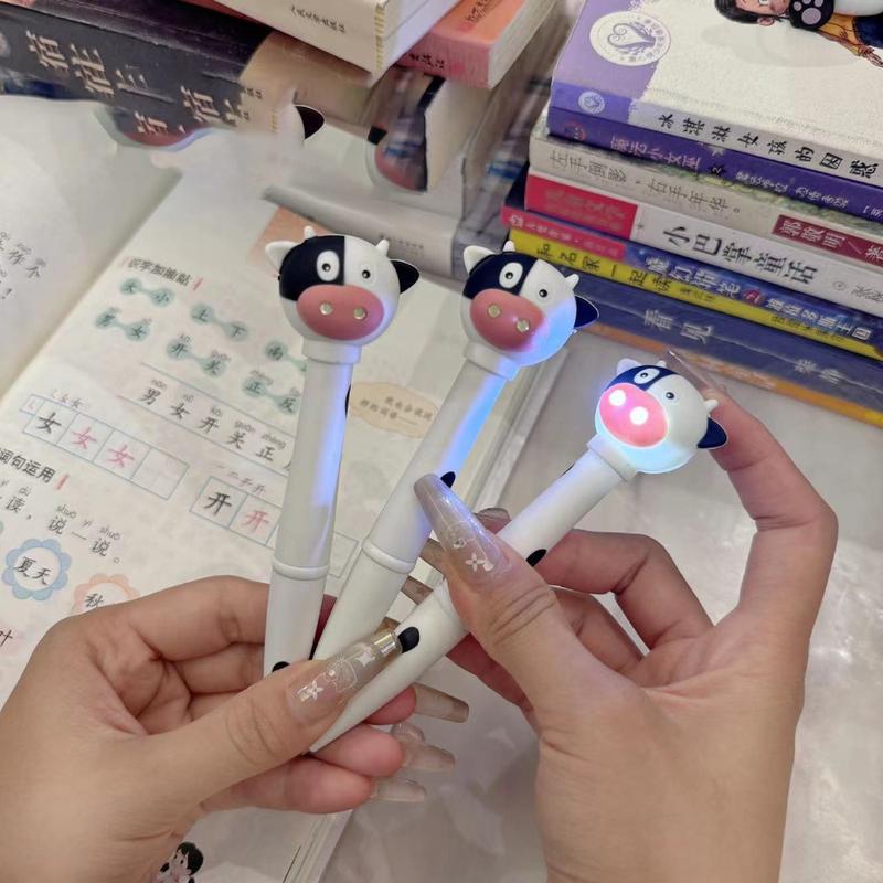 Creative Luminous Cow Rotating Ballpoint Pen With Sound Funn - TikTok ...