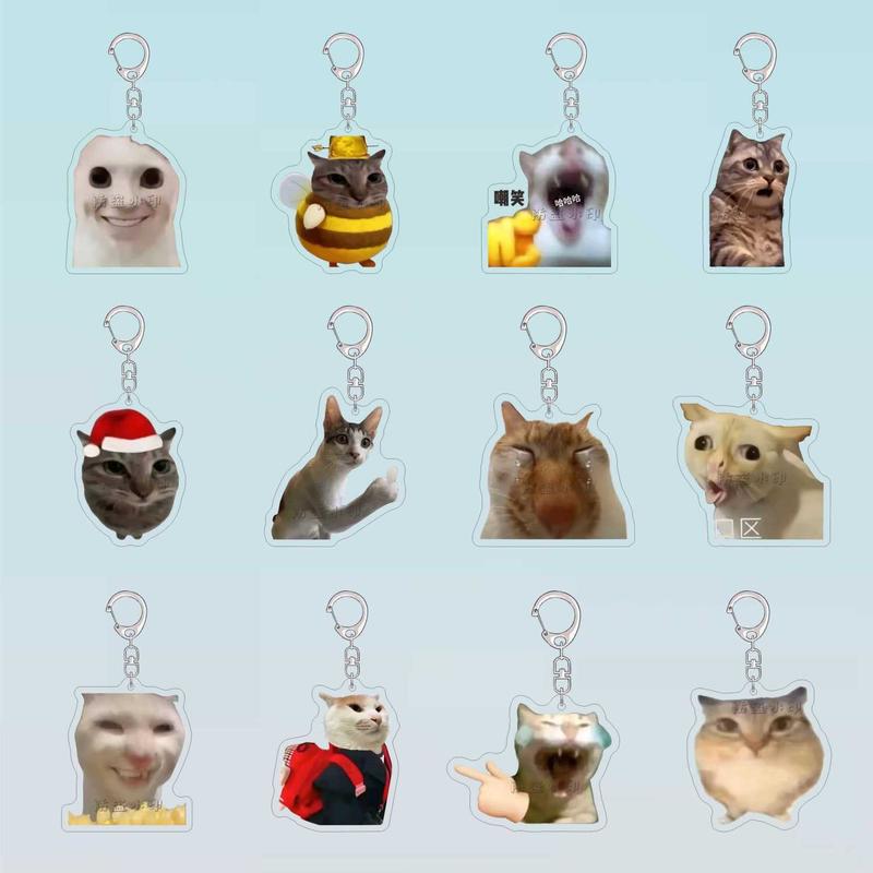 Rantai Kunci Meme Kucing, Viral TikTok, Loket Beg Galas Akrilik ...