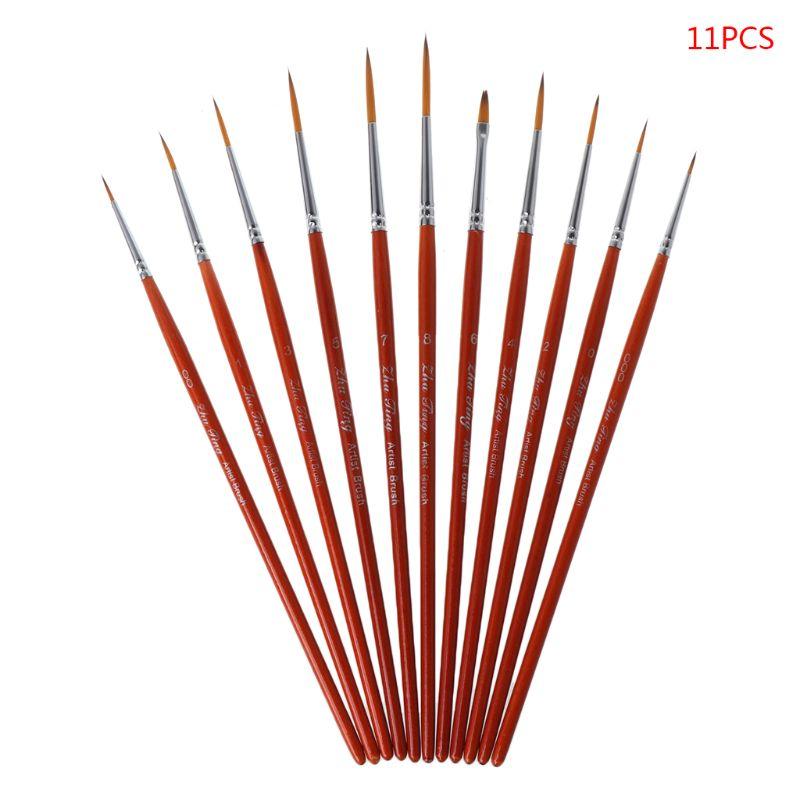 11pcs/set Professional Detail Paint Brush Fine Pointed Tip Miniature ...