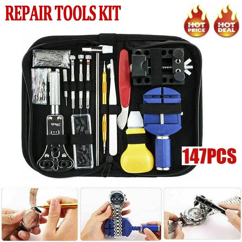 147pcs Watch Repair Tool Kit Watch Chain Pin Remover Box Opener ...