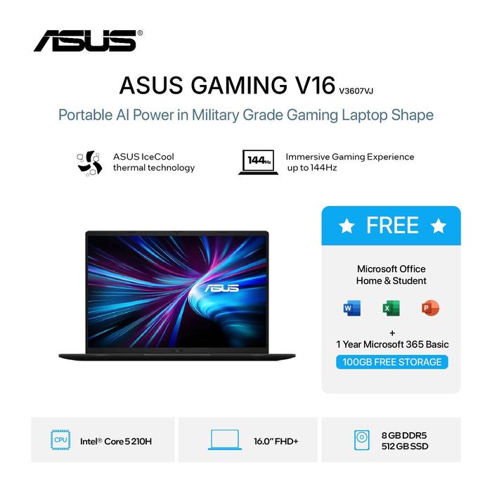 Promo ASUS GAMING V16 V3607VJ CORE 5 210H RTX3050 6GB/ 8GB 512GB W11 ...