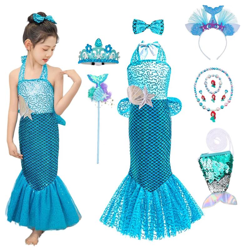 Little Girl Mermaid Ariel Cosplay Costume Kids Mermaid Birthday ...