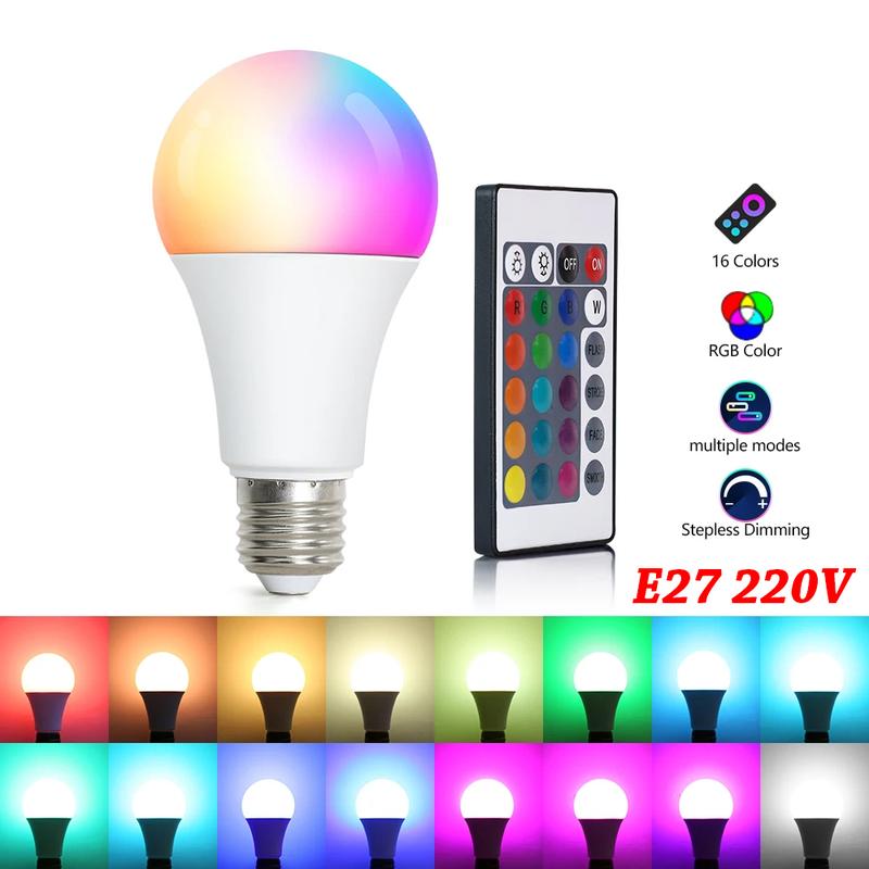 16 Colors RGB Bulb LED Multicolor Bulb E27 Base 220V Household Lighting ...