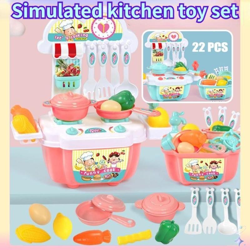22 Piece Set of Cookware Toys Kitchen Simulation Cooking Pretend ...