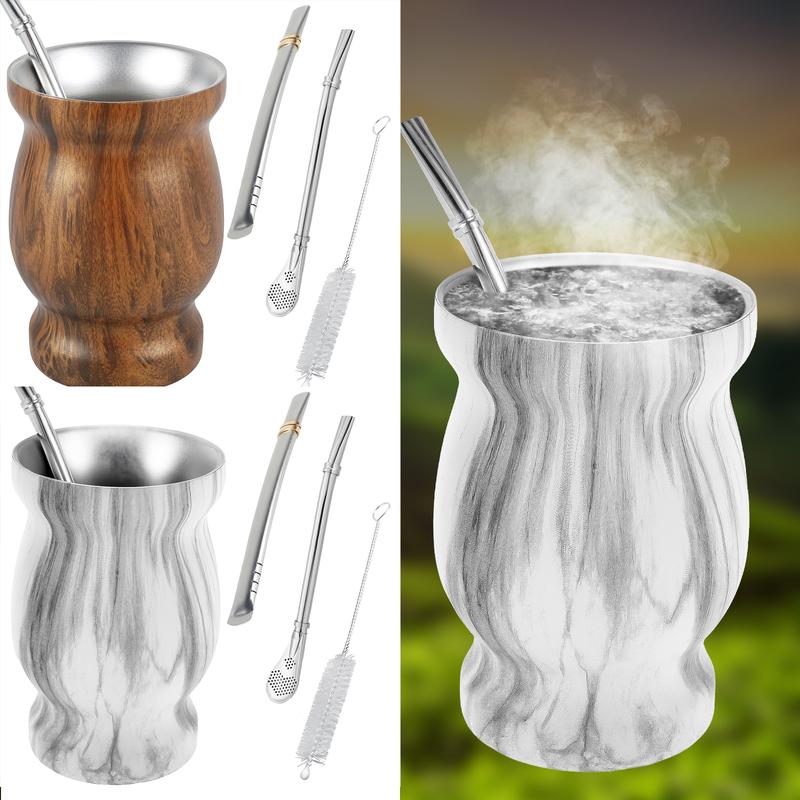 8oz Yerba Mate Cup Stainless Steel Mate Tea Cup Set with Straw - TikTok ...