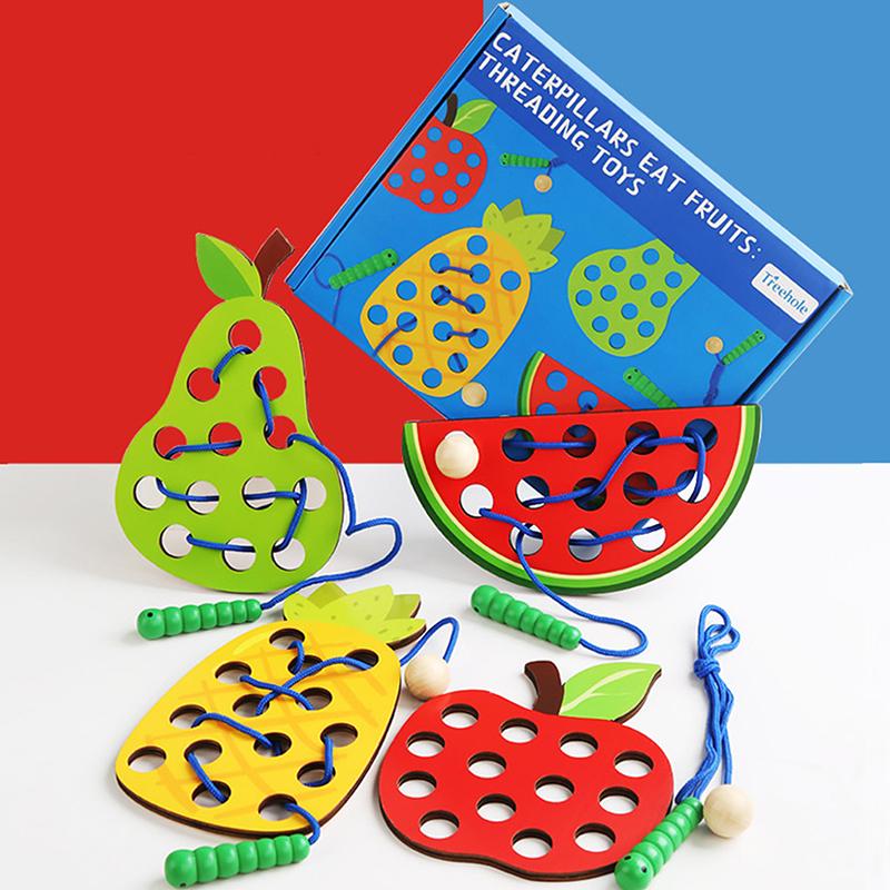 Lacing Threading Toy Eat Fruit Game Fine Motor Skills Educational ...