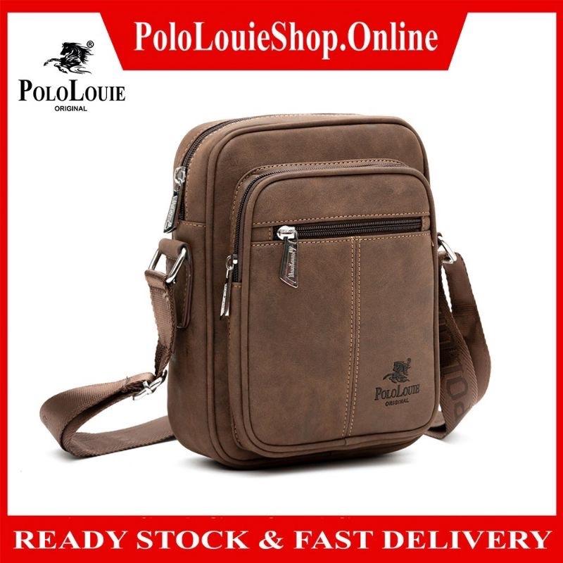 Original Polo Louie Crazy Horse Leather Men's Messenger Bag Travel ...