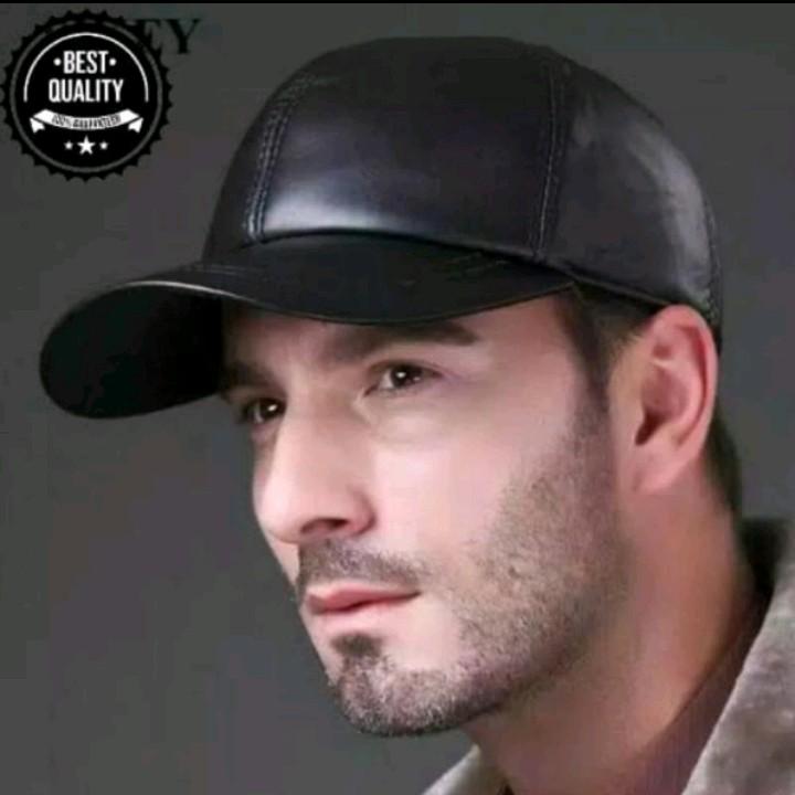 TOPI PRIA/TOPI PRIA KULIT ASLI MODEL POLOS/TOPI MOTOR Hitam - Shop ...