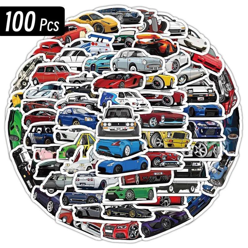 100 Pcs Retrofit Racing Car Graffiti Stickers Laptop Guitar Lage ...