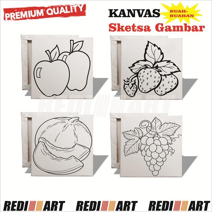 Kanvas Sketsa Mewarnai 20x20cm Tema Buah-buahan Stationery - Shop ...