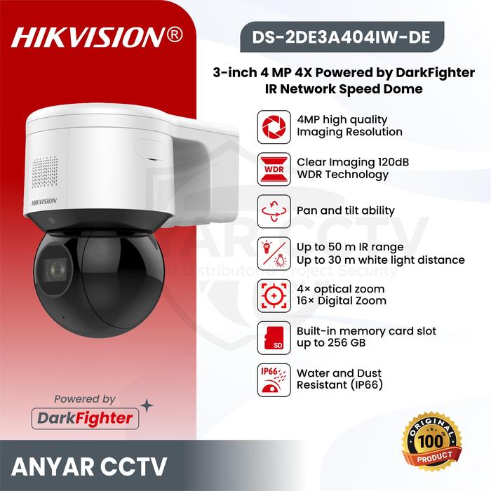 Jual HIKVISION Mini PTZ DarkFighter Audio 4MP DS-2DE3A404IW-DE / 4x ...
