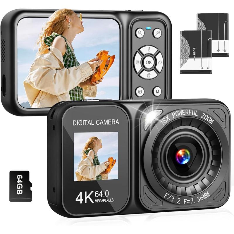 Digital Camera, 4K 64MP Dual Screens Camera, 18X Zoom, Point - TikTok Shop