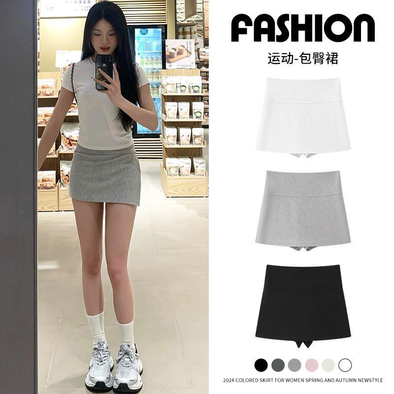 Side Slit Bodycon Skirt High Waist A-Line Irregular Anti-Exposure ...