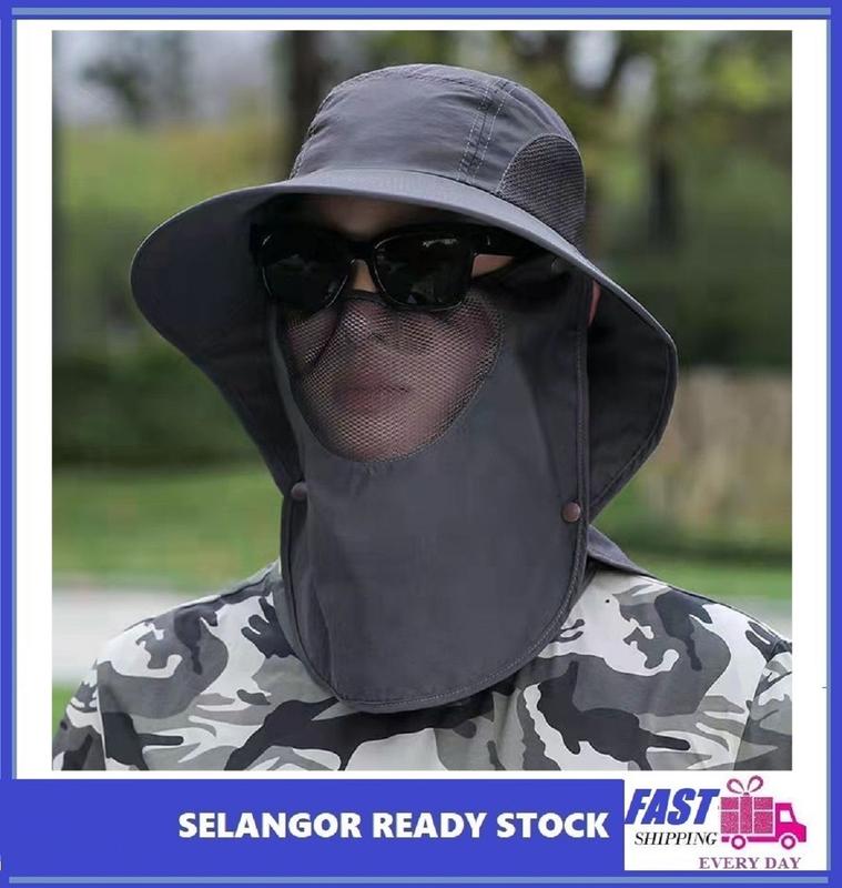 Selangor Fishing Hat Neck Flap Full Face Cover Topi Penutup Anti ...