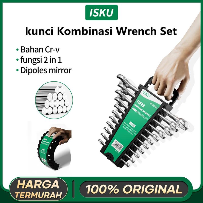 ISKU kunci ring pas set 11 pcs Chrome Vanadium Combination Wrench - Shop | Tokopedia