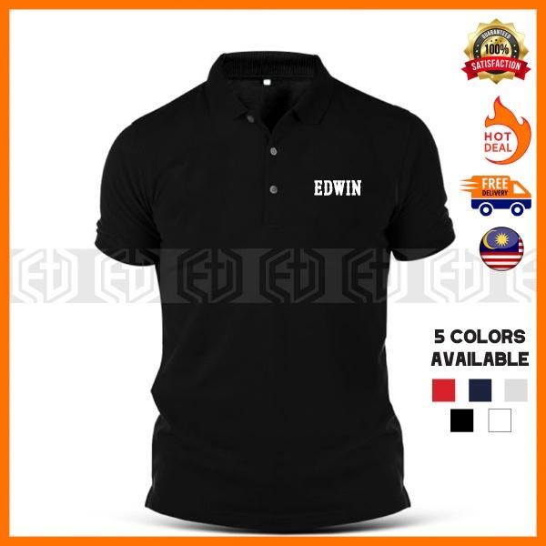 Kemeja T Polo Kapas, EDWIN, Pakaian Sukan Sulaman, Pakaian Sukan ...