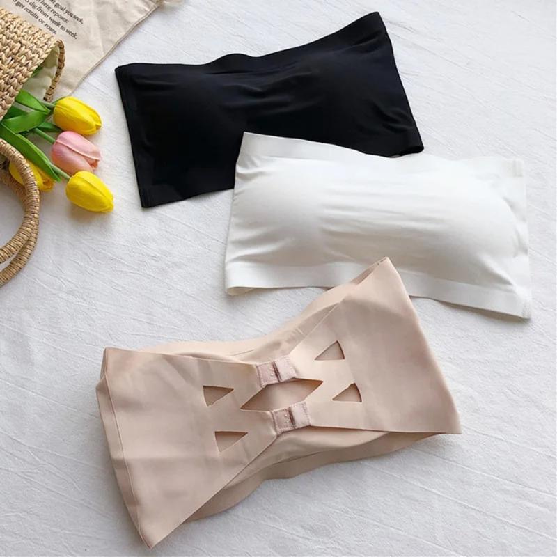 Seamless Tube Tops Women Removable Pads Intimates Basic Black White ...