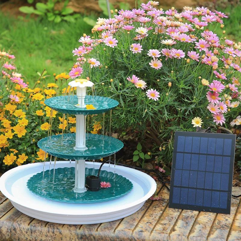 Solar Powered Waterfall Fountain, 1 Set 3-layer Flowing Wate - TikTok Shop