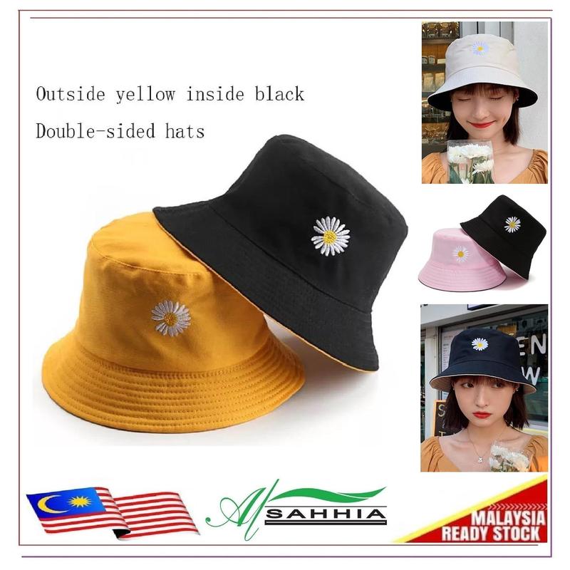 3W4 Al Sahhia Women Bucket Fishing Hats Daisy Smile Cap Double-sided ...