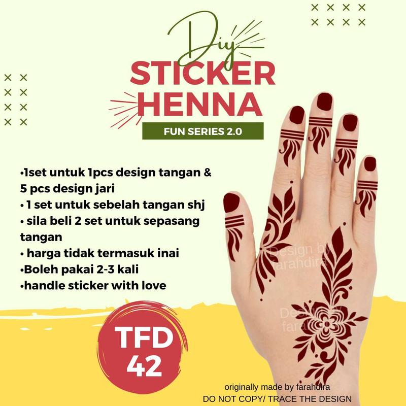 diy sticker henna fun series 2.0 sepasang tangan (kiri & kanan ...