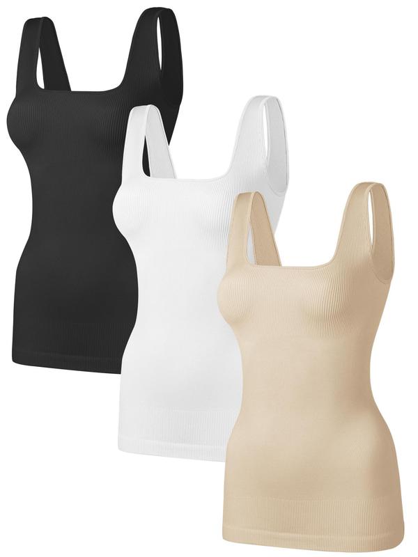 Women's Tummy Control Shapewear Tank Tops, Slim Fit Square Neck ...