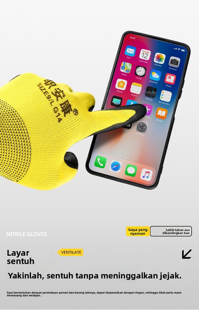 Sarung Tangan Kerja Tahan Aus Universal Lapisan Nitril Tahan Minyak ...
