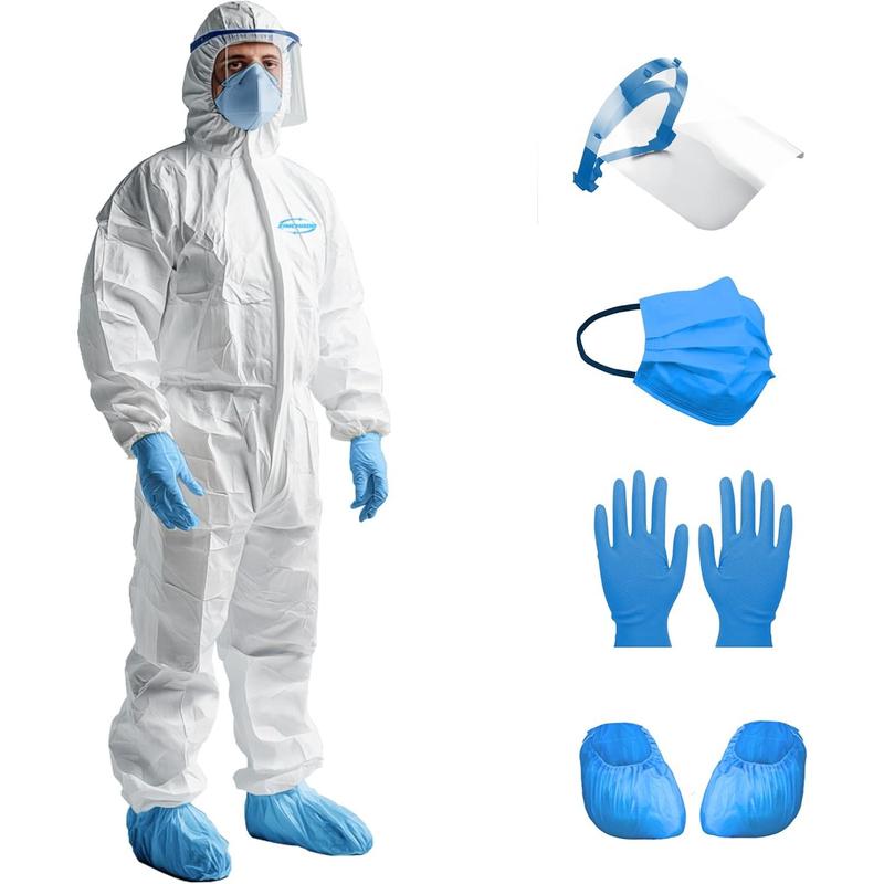 Hazmat Suit Disposable Full Body Hazmat Suit PPE with Protective ...