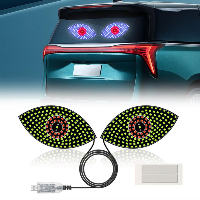 2Pcs Car LED Rear Window Warning Light Eyes Type Light Red Yellow ...