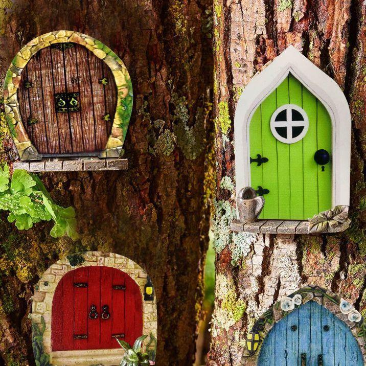 Fairy Door Fairy Tale Door Courtyard Wooden Tree Decoration Wooden ...