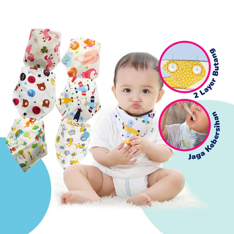 Bibs Segitiga Bayi 2 Layer Cotton Tuala Air Liur Button Saliva - TikTok ...
