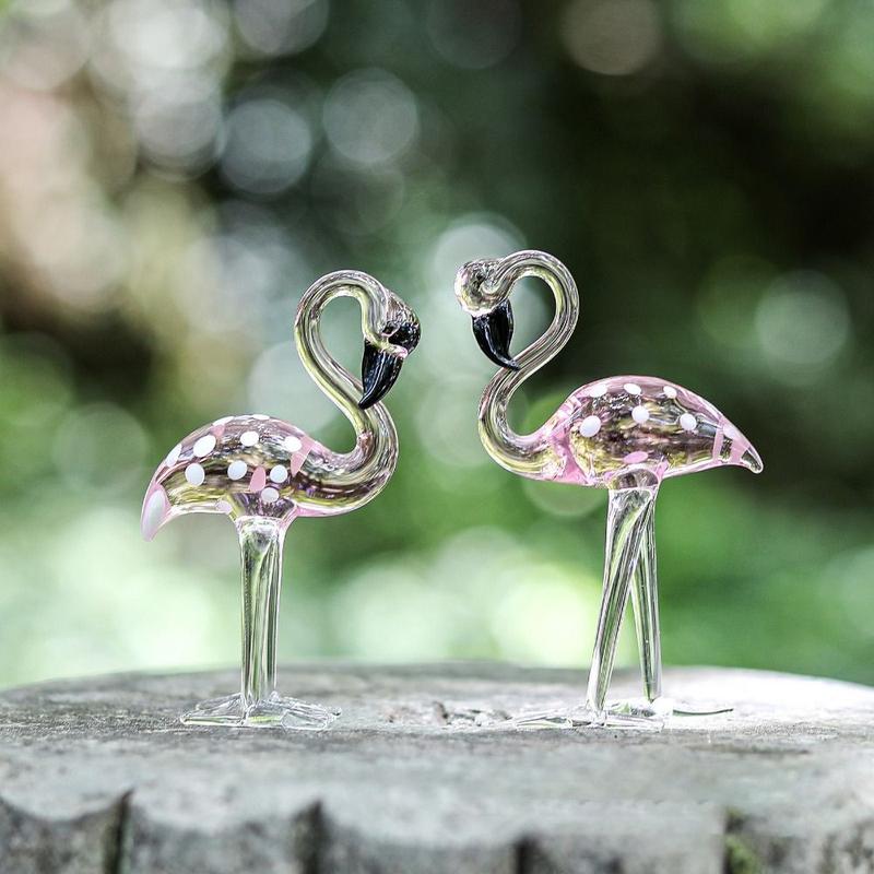 Elegant Handmade Art Glass Flamingo Figurines Cartoon Cute Simulated ...