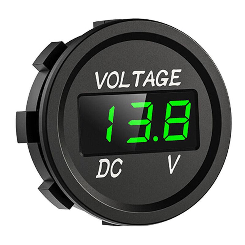 Waterproof DC 12V-24V LED Voltmeter - Round Digital Voltage Gauge ...
