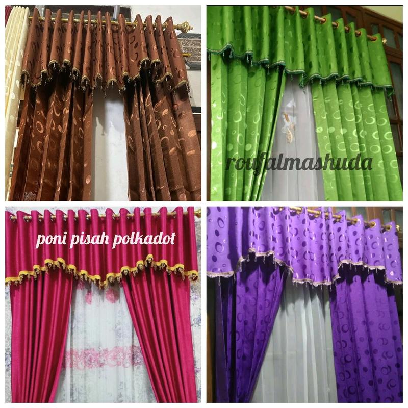 gorden satu poni lebar 1mtr 1.5mtr dan 2 mtr polkadot Biru Coklat ...