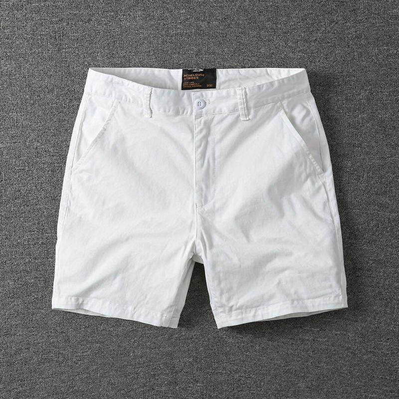 2025 Casual Shorts Men's Cotton Slim-Fit Solid Color Three-Point ...