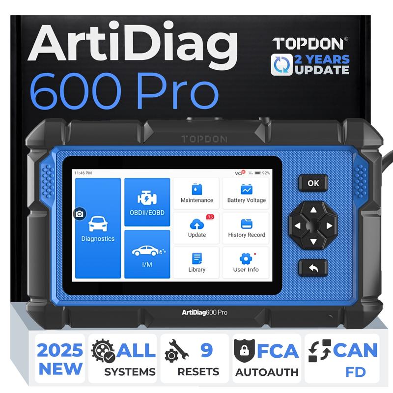 2025 TOPDON ArtiDiag 600Pro FULL SYSTEM Diagnostic Scanning Tool, Equipped with 9 basic ...