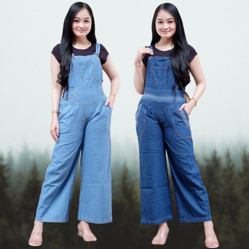 Overall Jeans Panjang Wanita Celana Kulot Wanita - Shop | Tokopedia