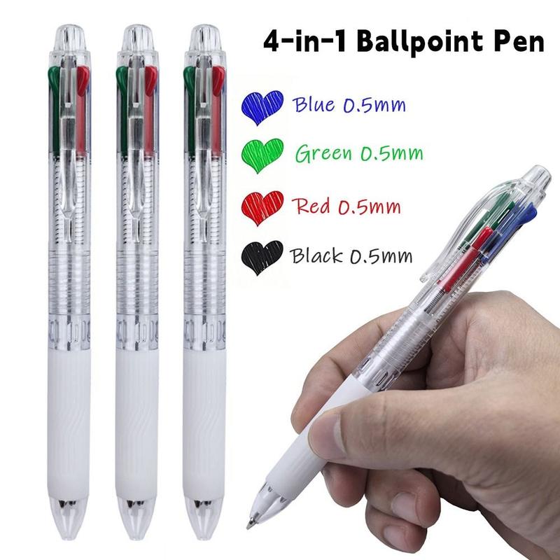 Simple Four-color Ballpoint Pen Transparent Rod 0.5mm Gel Pe - TikTok ...